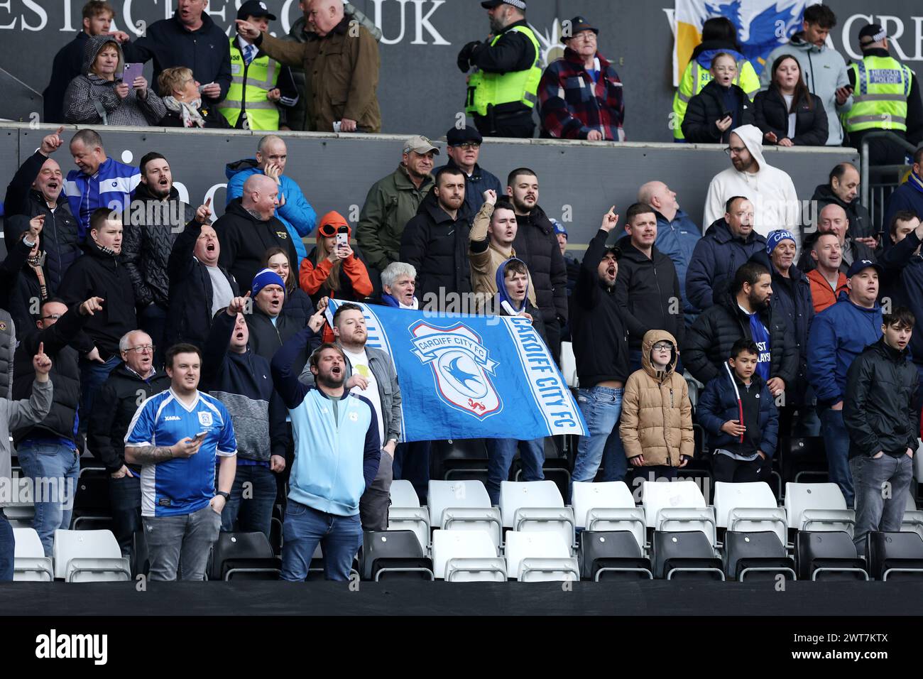 Cardiff fans show their support during the Sky Bet Championship match ...