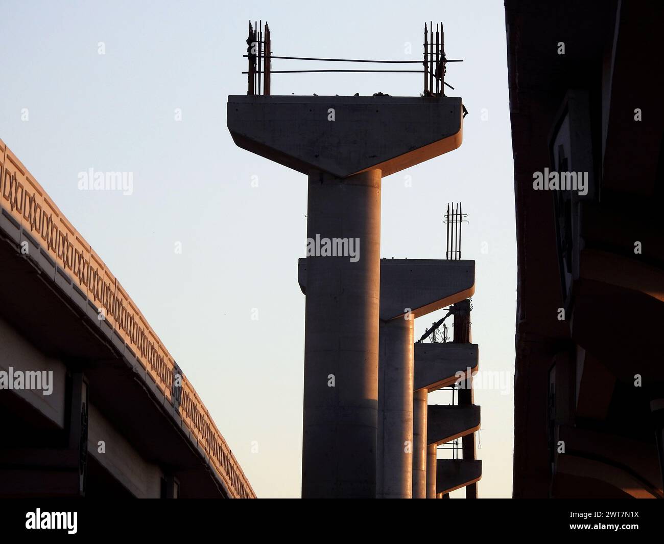 Cairo, Egypt, December 16 2022: Egypt monorail columns and tracks under ...