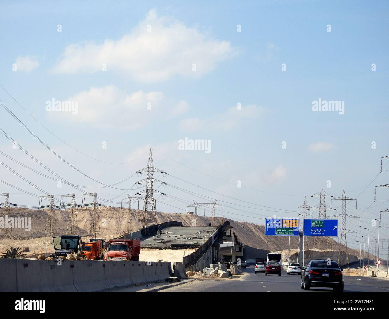 Giza, Egypt, March 15 2024: A new bridge under construction, incomplete ...