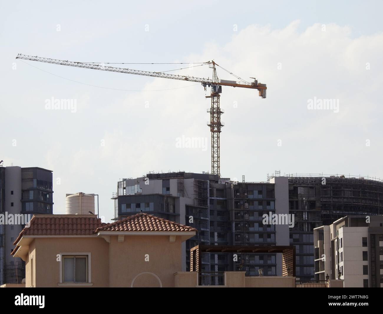 Giza, Egypt, March 15 2024: A construction site of new high rise in ...