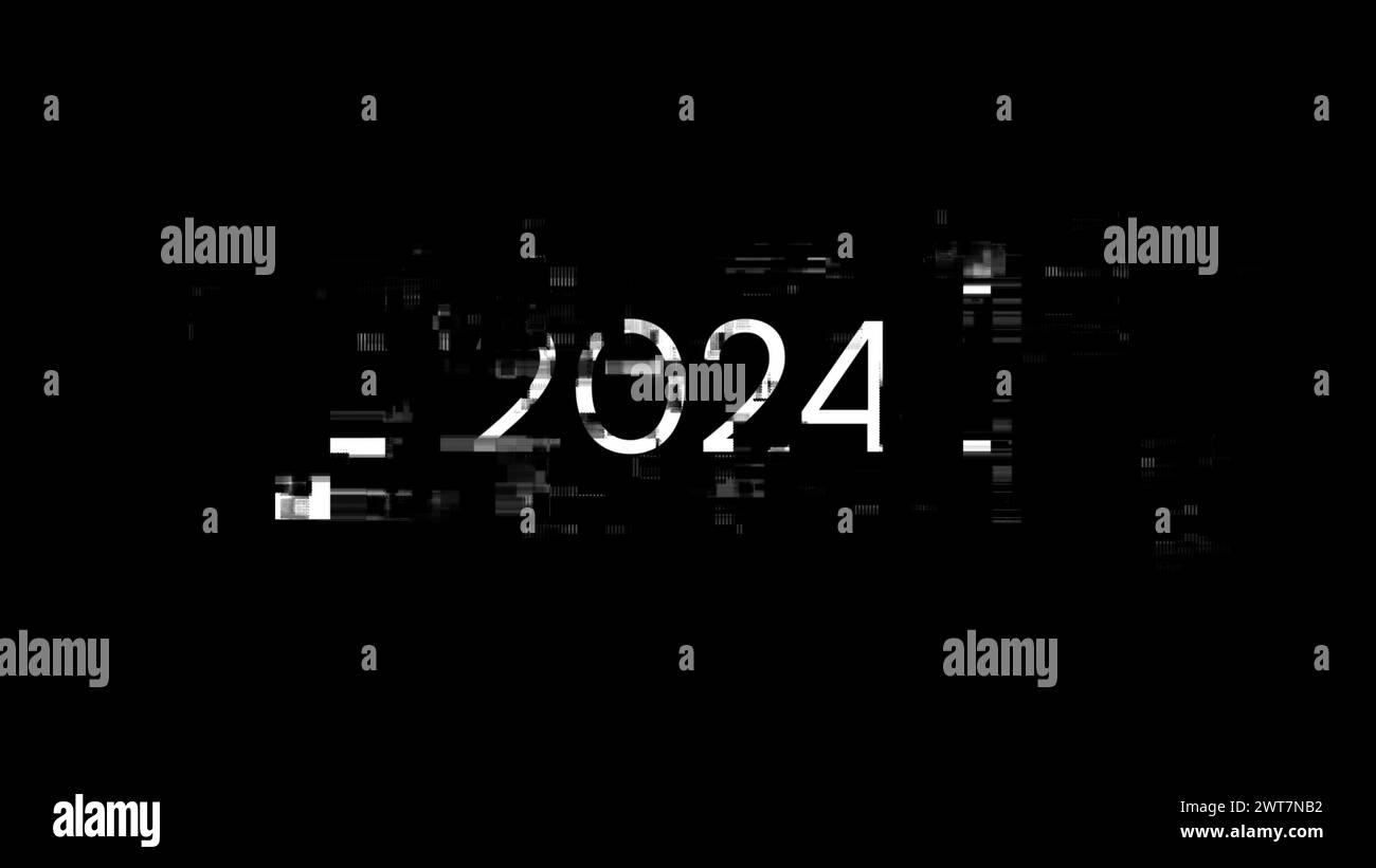3D rendering 2024 text with screen effects of technological failures ...