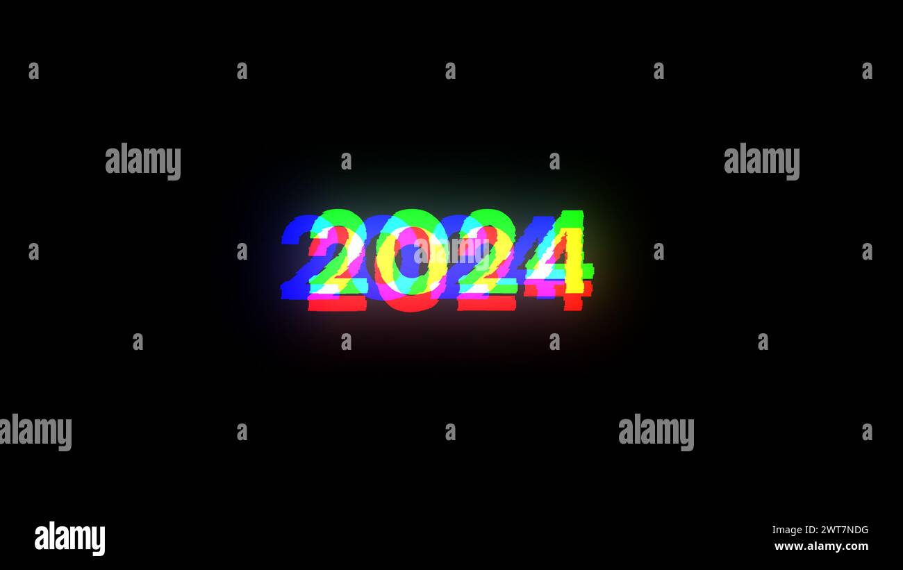 3D rendering 2024 text with screen effects of technological failures ...