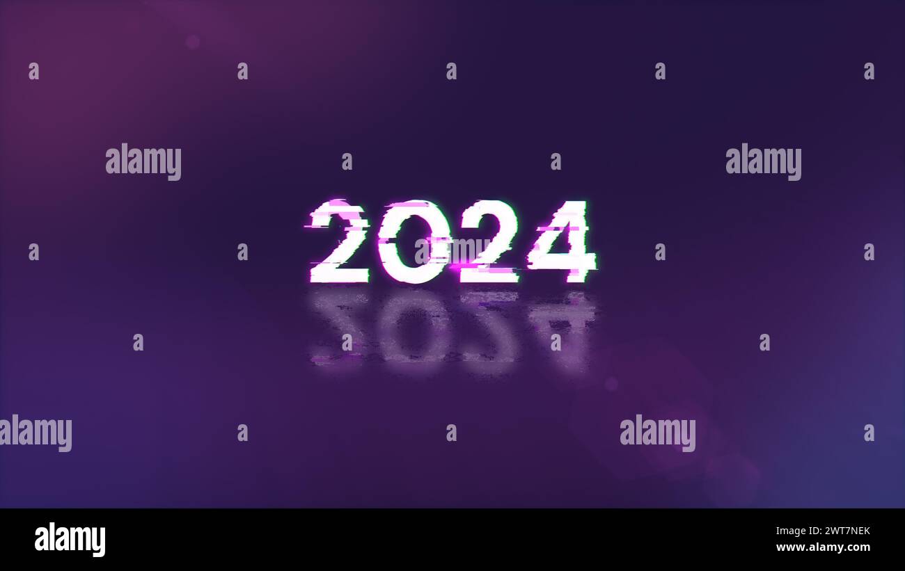 3D rendering 2024 text with screen effects of technological failures ...
