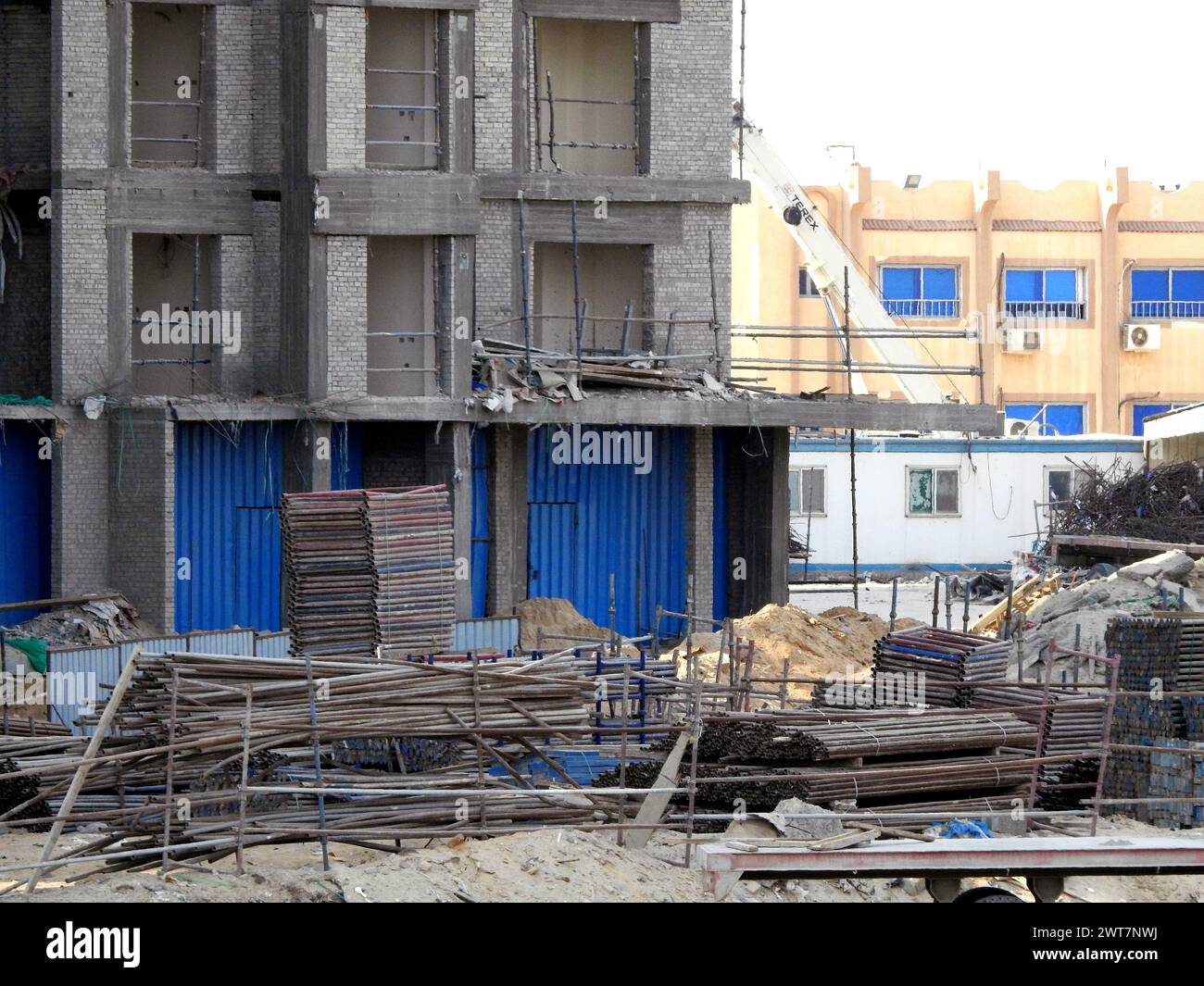 Giza, Egypt, March 15 2024: A construction site of new high rise in ...