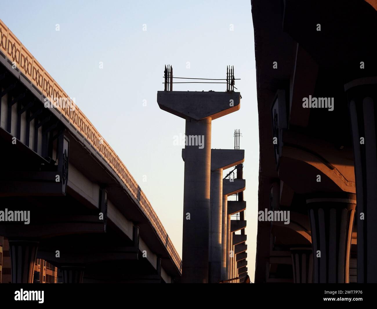 Cairo, Egypt, December 16 2022: Egypt monorail columns and tracks under ...