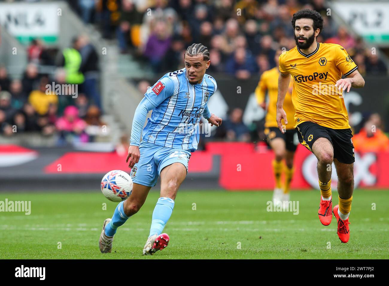 Joel Latibeaudiere of Coventry City passes the ball during the Emirates ...