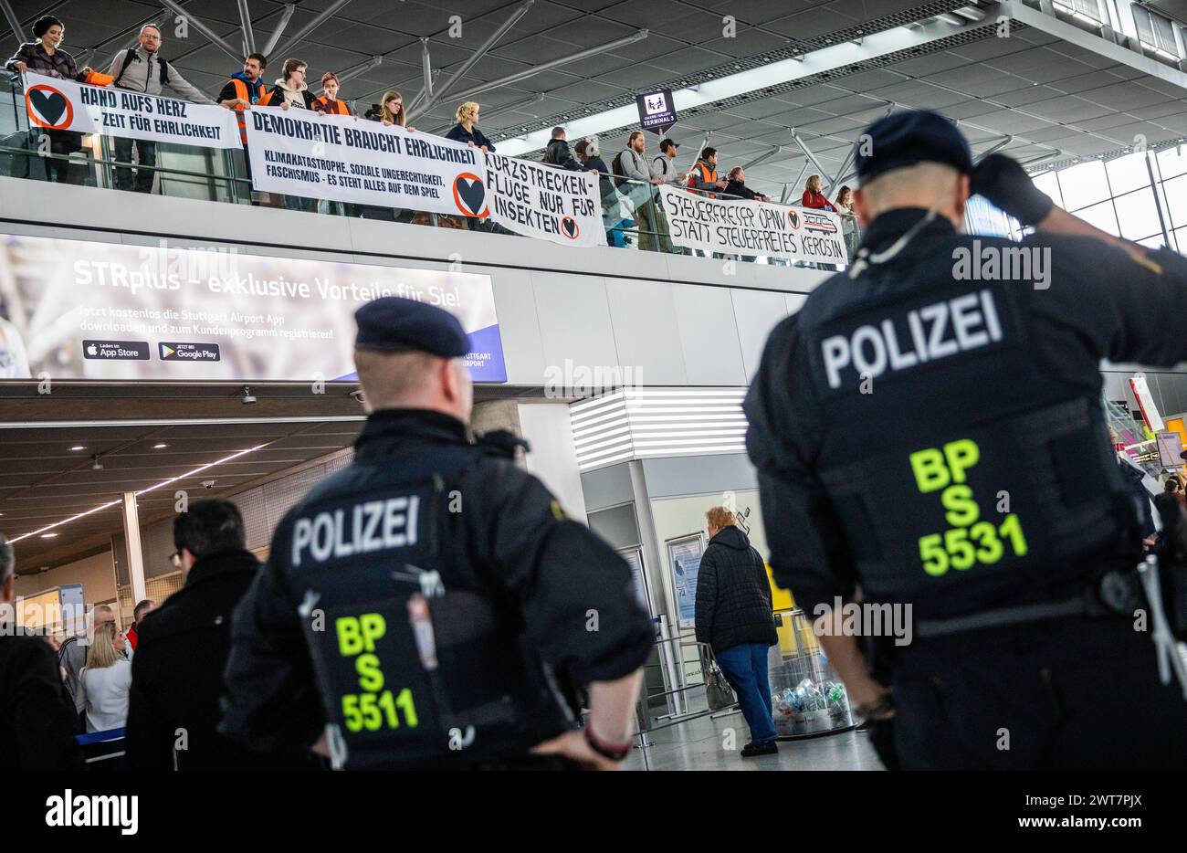 Stuttgart, Germany. 16th Mar, 2024. Climate activists and supporters of ...