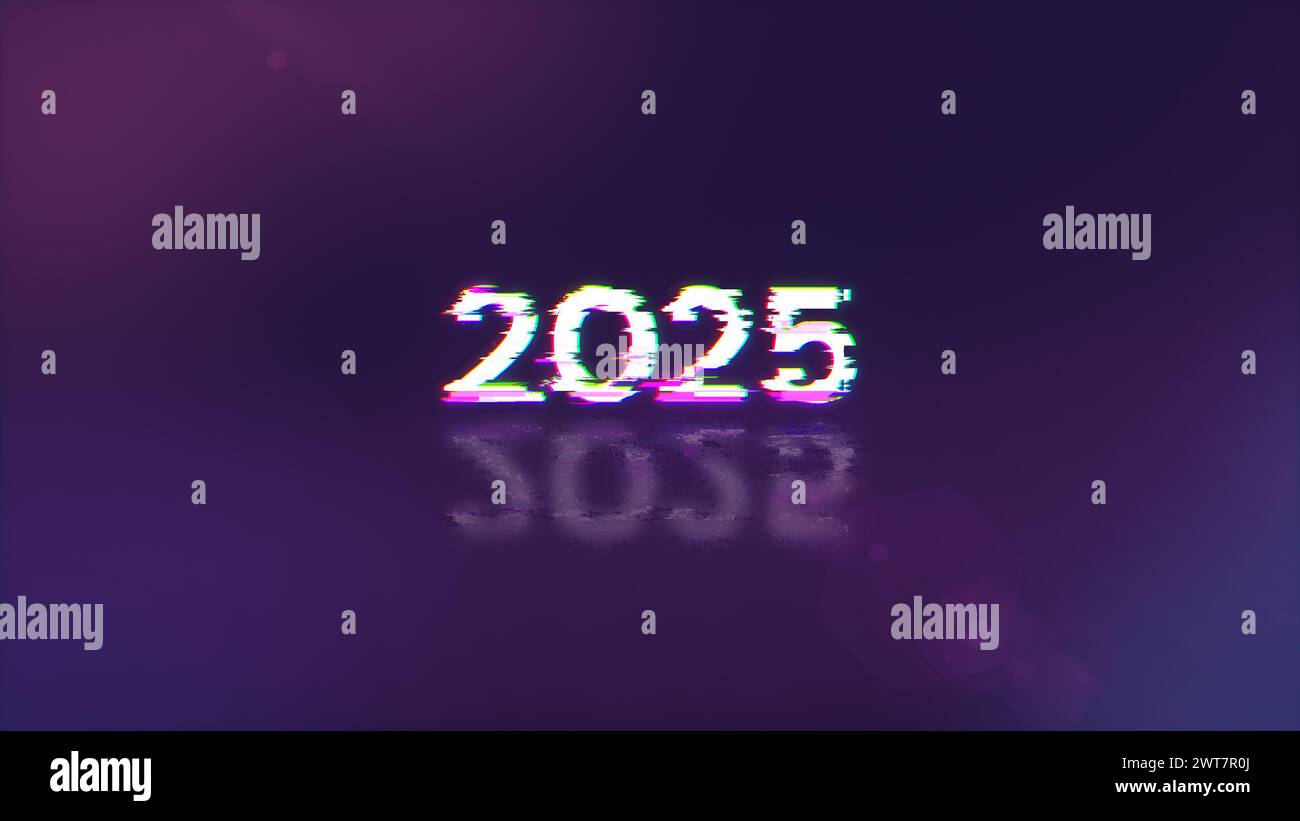 3D rendering 2025 text with screen effects of technological failures ...