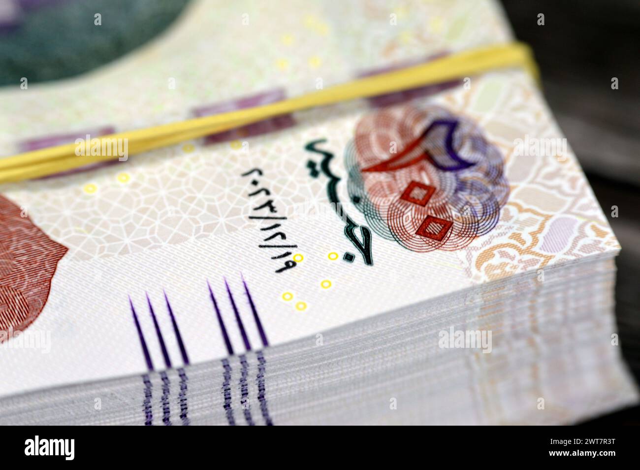 Pile and Stack of Egypt money thousands of Pounds currency banknotes ...