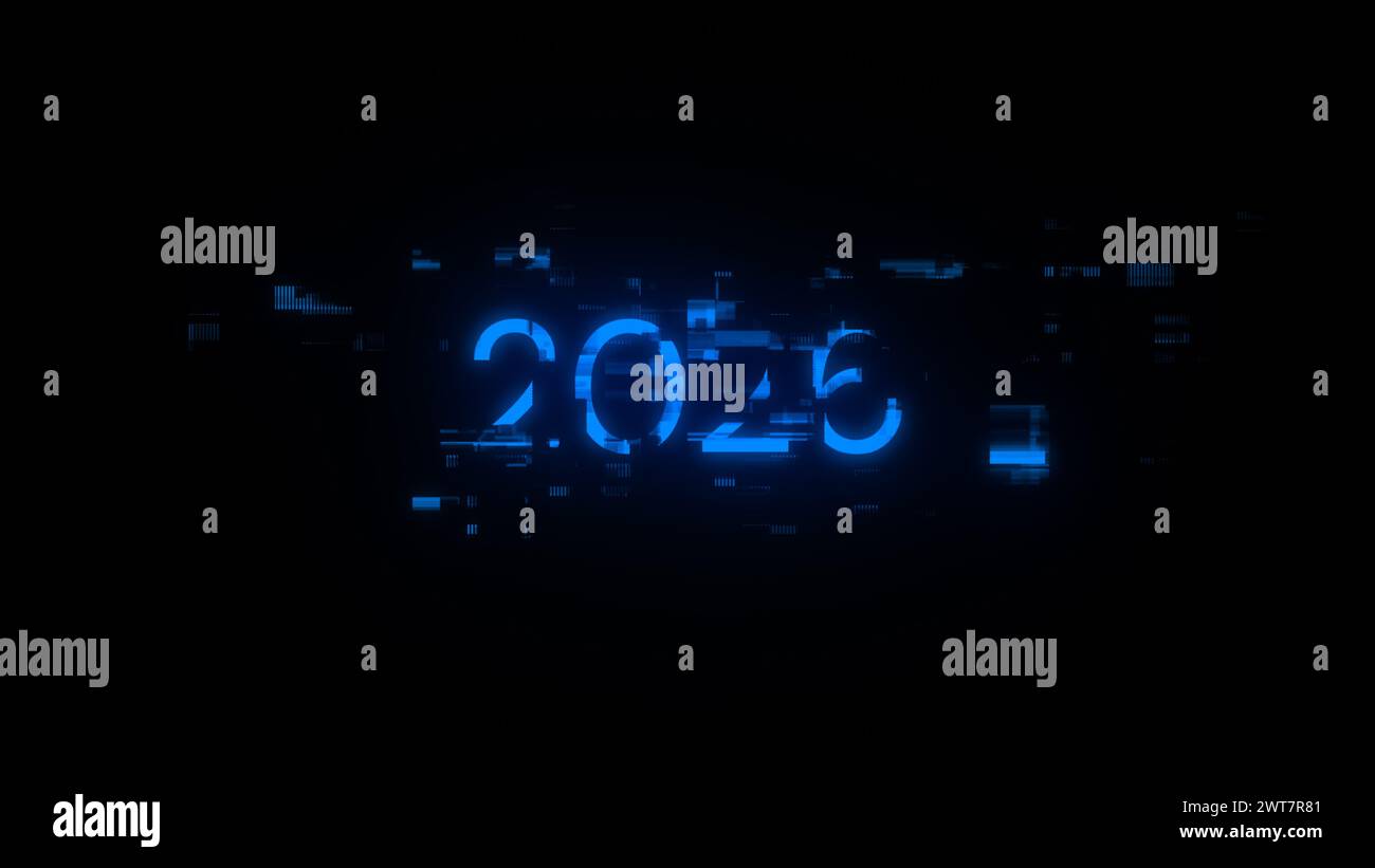3D rendering 2026 text with screen effects of technological failures ...