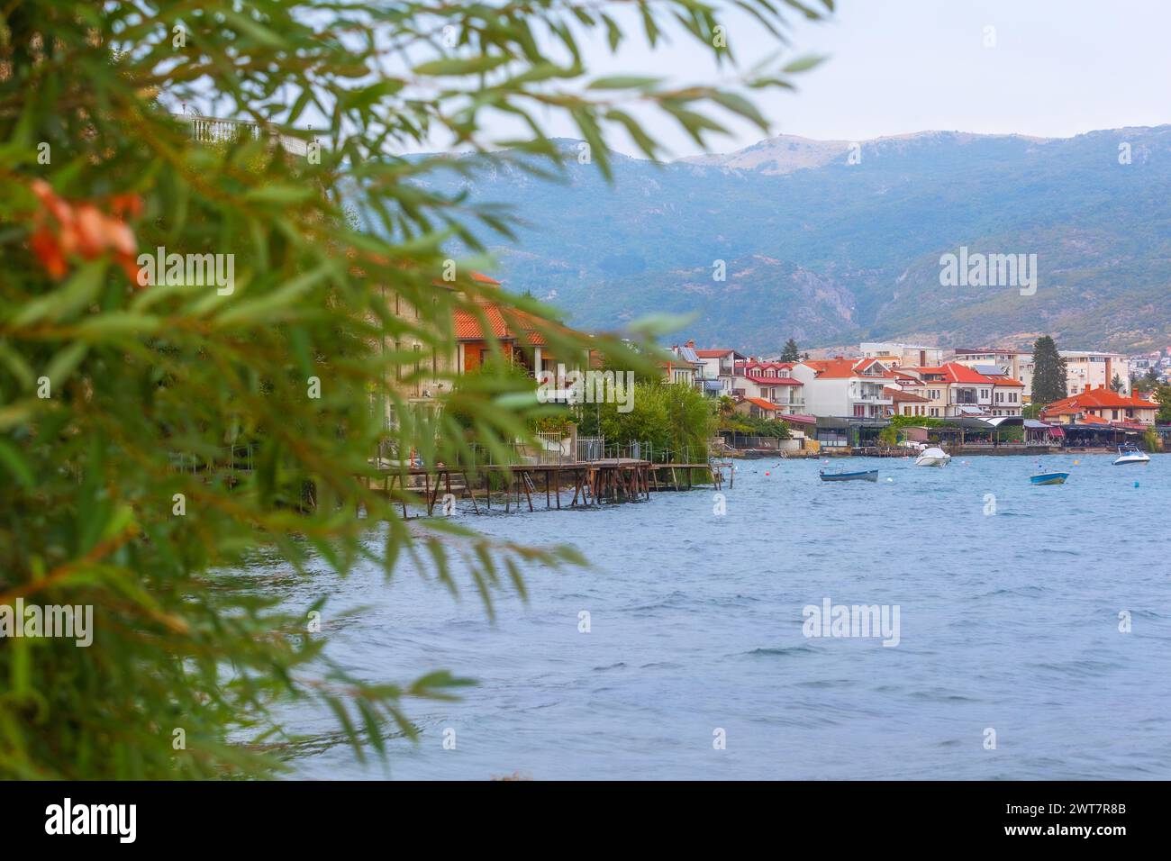 Lake Ohrid and city panoramic view in North Macedonia Stock Photo - Alamy