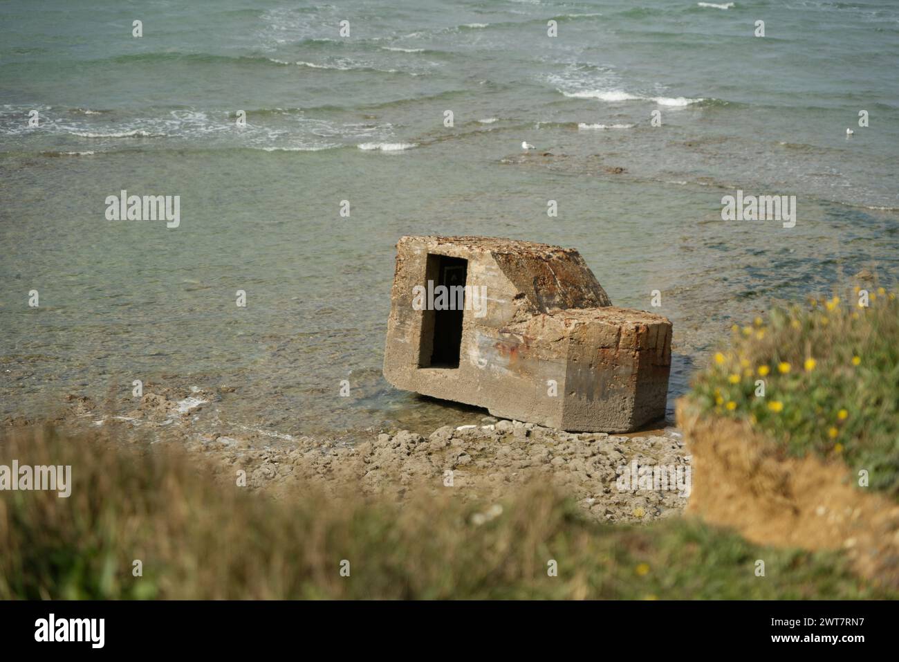 blockhouse on the edge of the Atlantic Ocean. On the beach Stock Photo ...