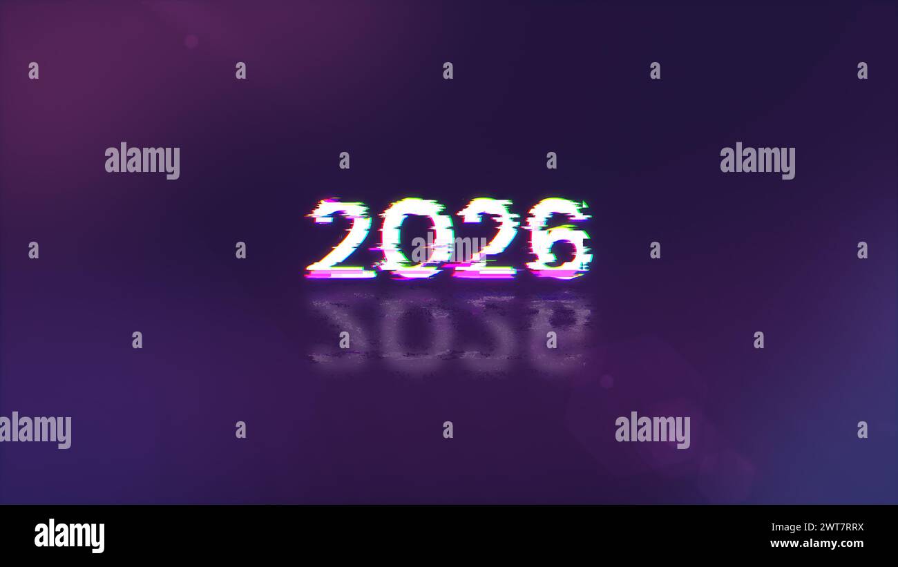 3D rendering 2026 text with screen effects of technological failures ...