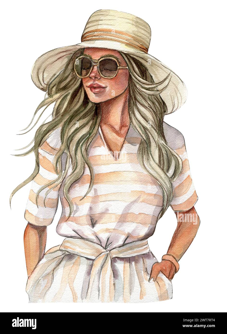 Watercolor hand drawn fashion elegant woman. Fashion girl. Stylish ...
