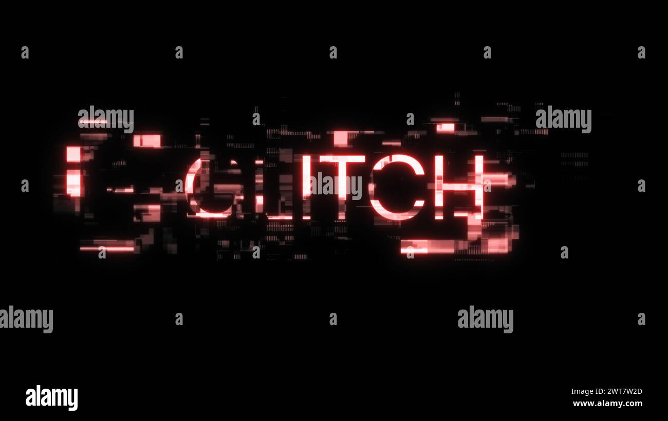 3D rendering glitch text with screen effects of technological failures. Spectacular screen ...