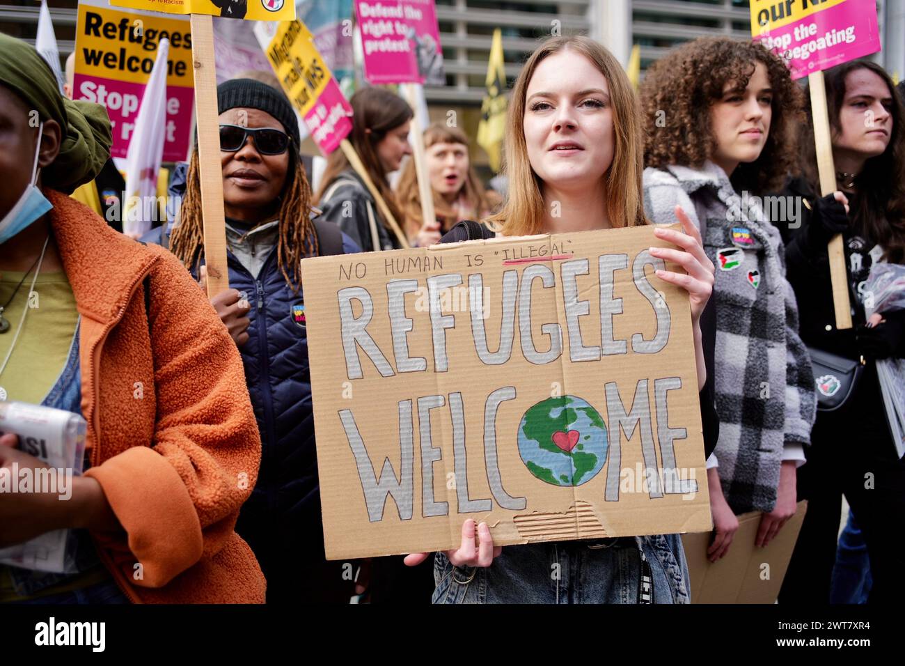 London / UK. 16 March 2024. Hundreds of people gathered outside the ...