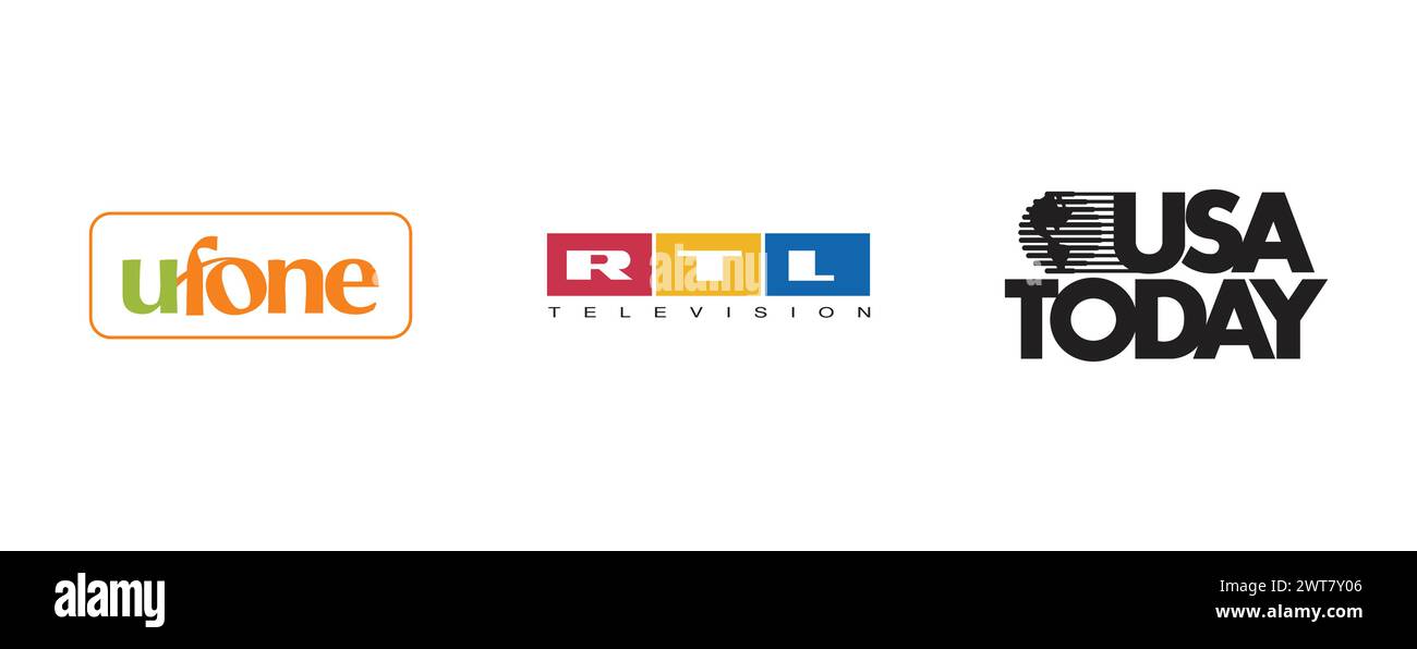 USA Today,RTL Television,Ufone. Editorial vector logo collection Stock ...