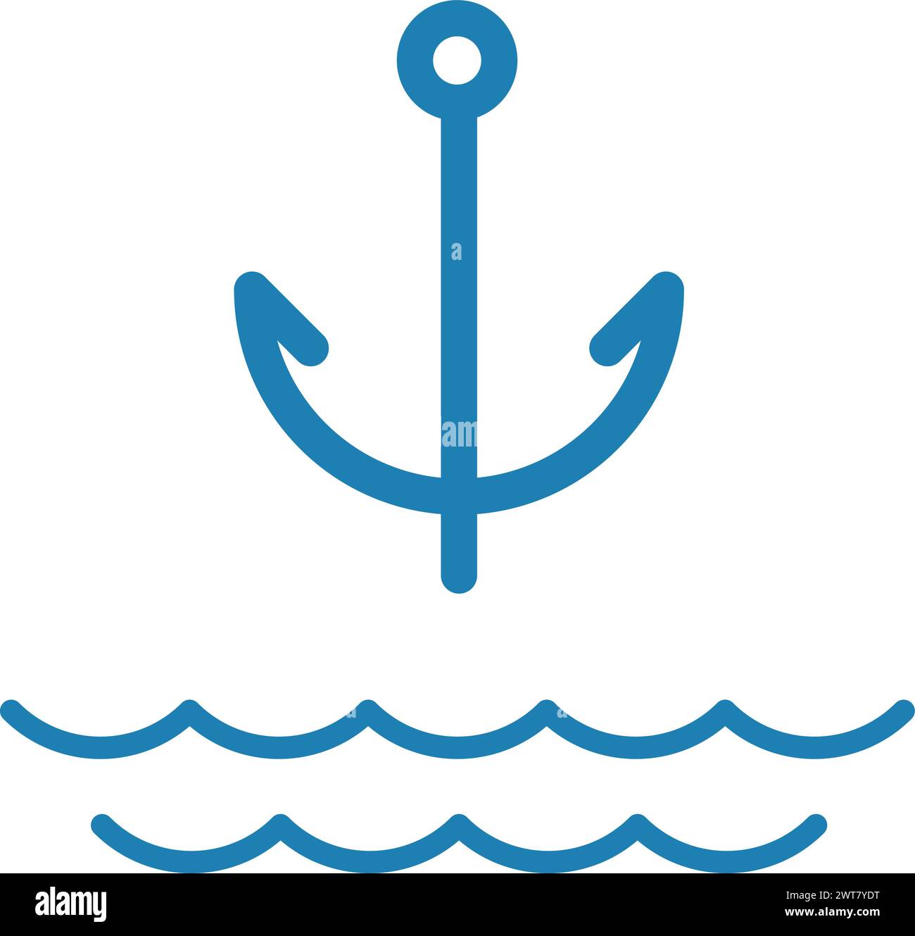 Navy blue icon. Marine anchor in water waves Stock Vector Image & Art ...