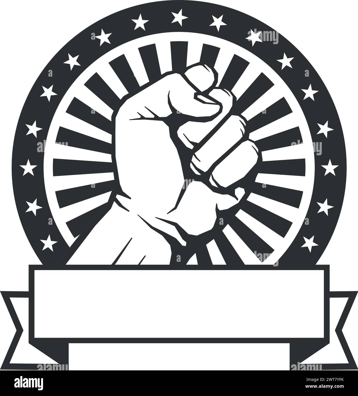 Fist emblem. Power logo. Fight black icon Stock Vector Image & Art - Alamy