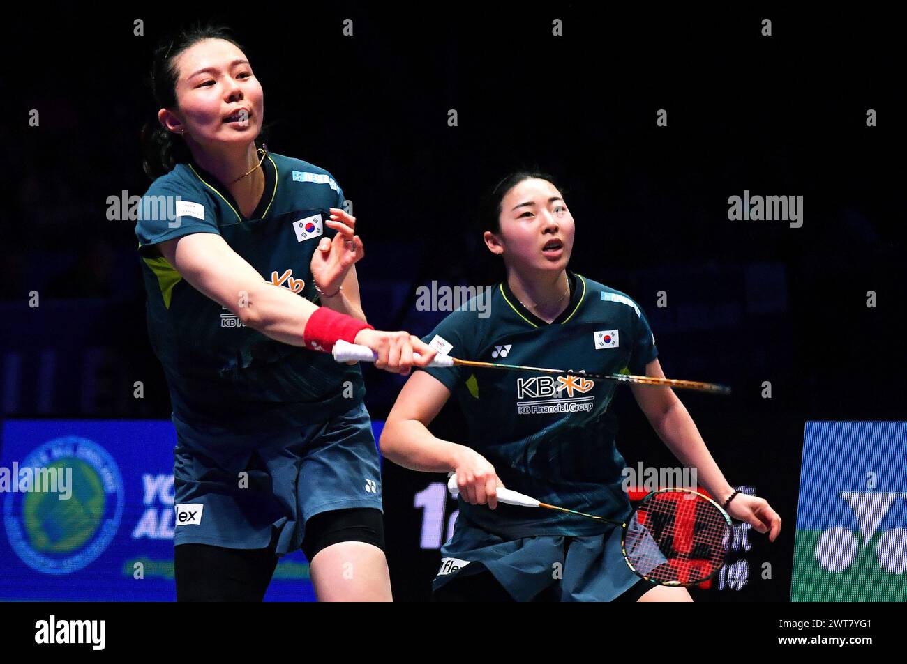 South Korea's Kim So Yeong, left, and South Korea's Kong Hee Yong plays ...