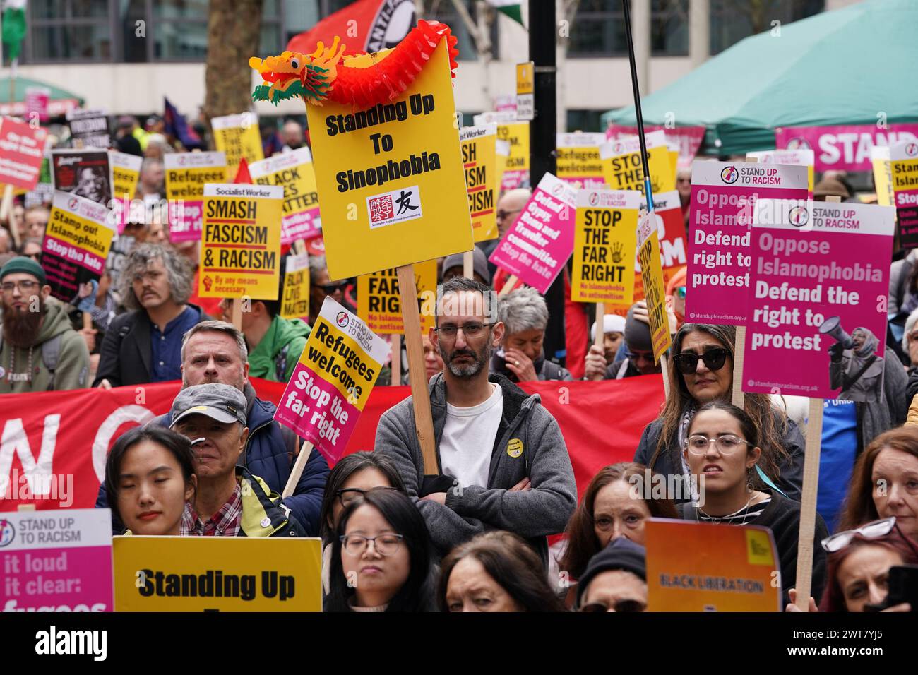 People take part in an anti-racism march in central London orgainised ...