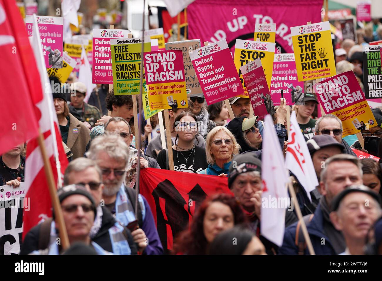 People take part in an anti-racism march in central London orgainised ...
