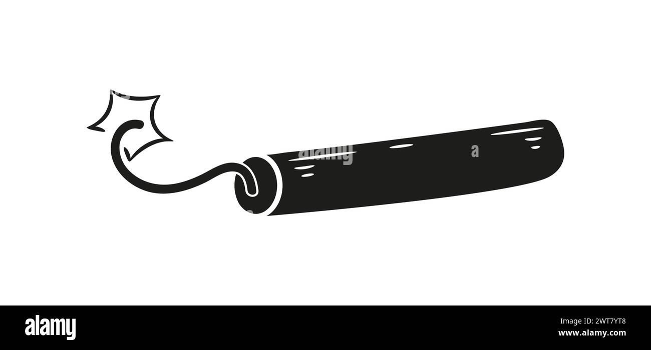 Bomb doodle vector with fire. Comic dynamite explodes in sketch style ...