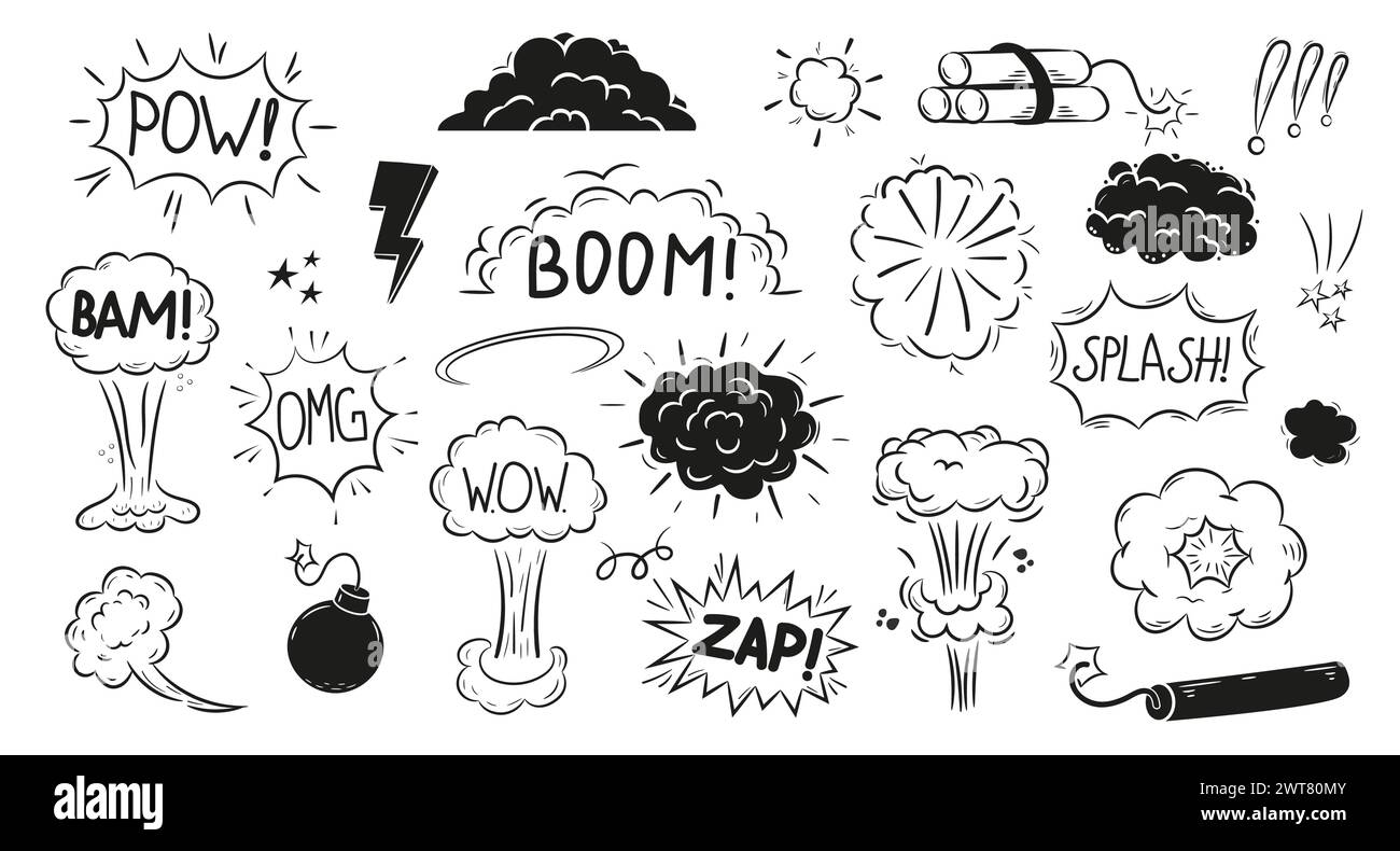 Hand drawn comic burst elements hi-res stock photography and images - Alamy