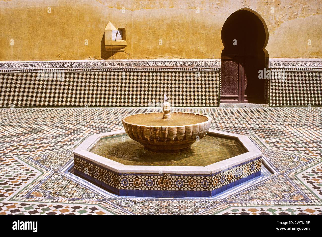 Meknes, Morocco. Mausoleum of Moulay Ismail. Courtyard, Sun Dial ...