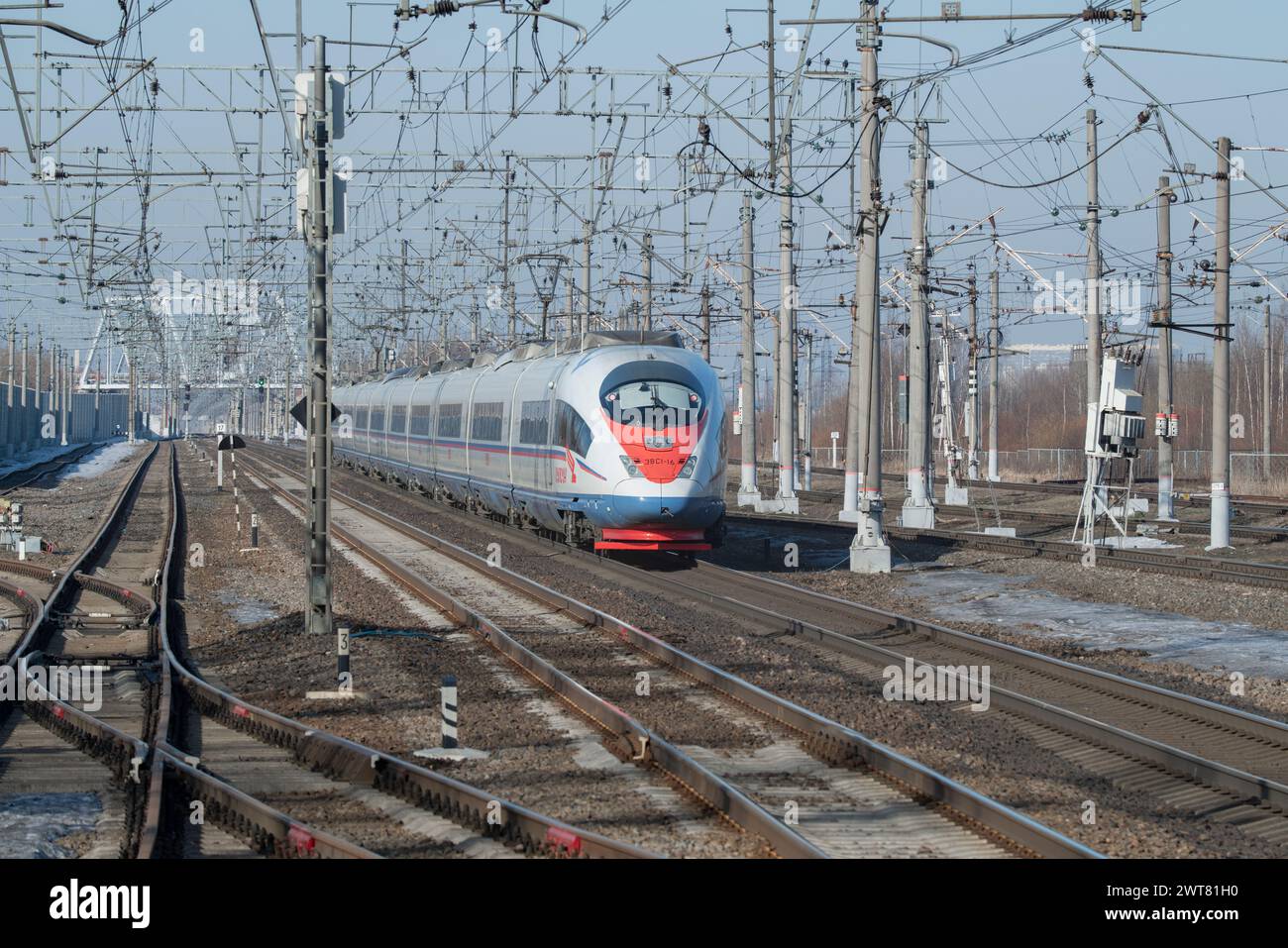 PETRO-SLAVYANKA, RUSSIA - MARCH 04, 2024: Modern high-speed electric ...