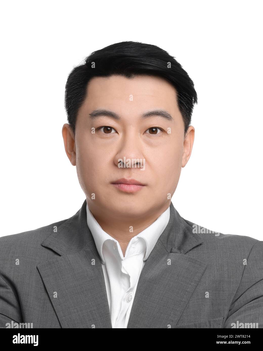 Passport photo. Portrait of man on white background Stock Photo - Alamy