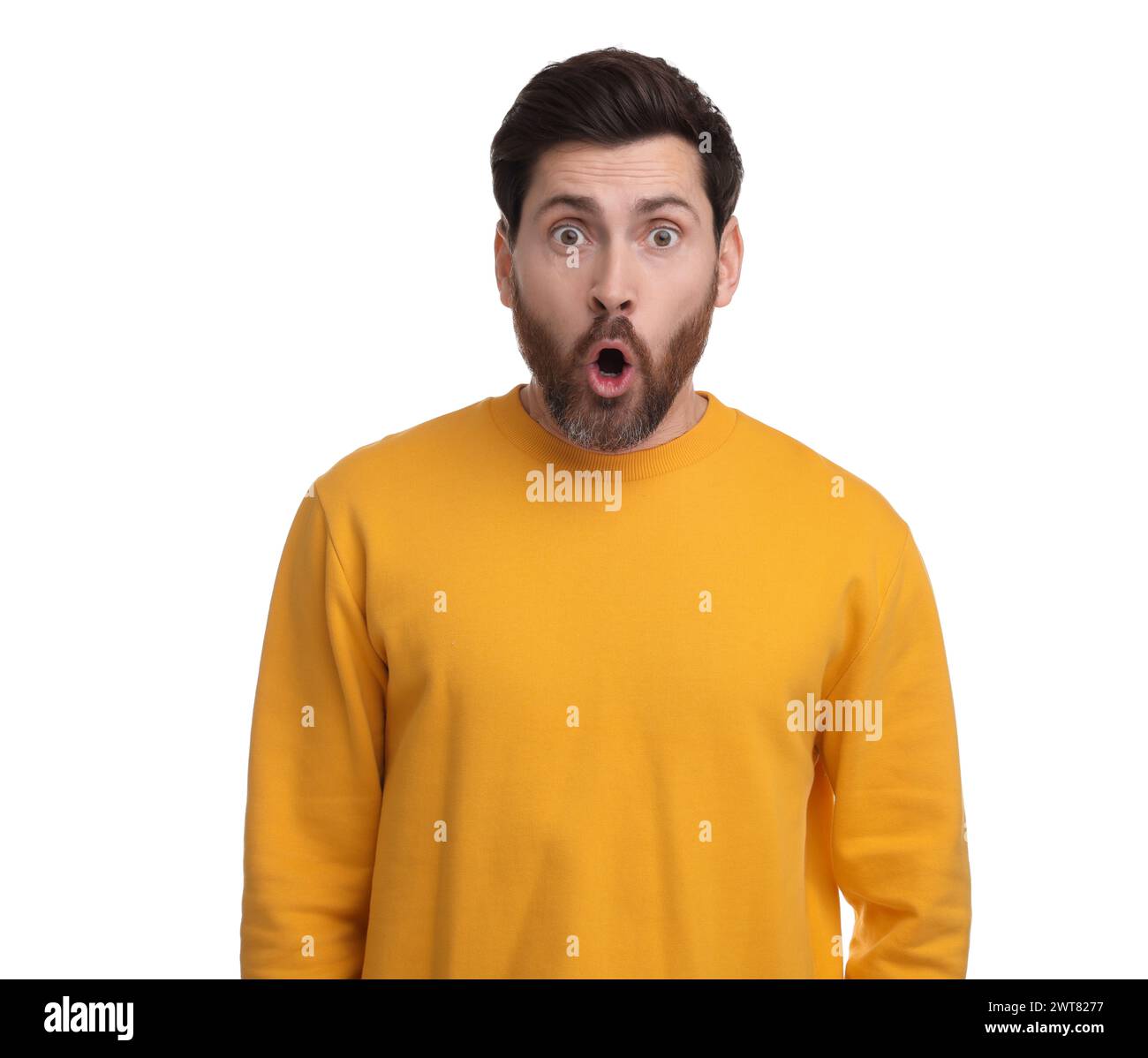 Portrait of surprised man isolated on white Stock Photo - Alamy