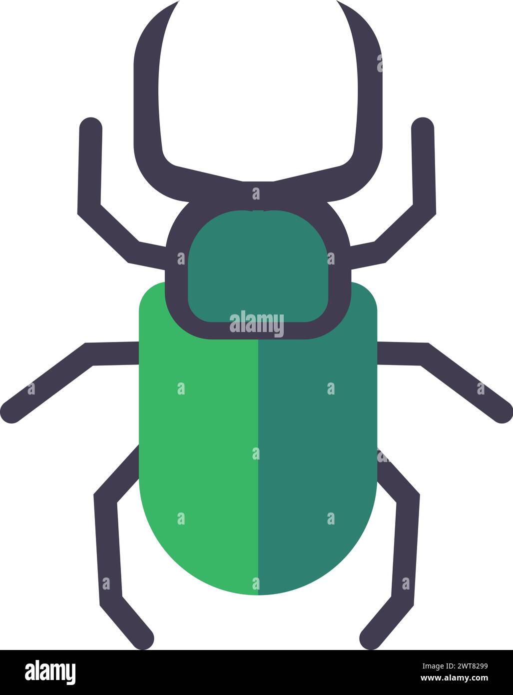 Green beetle symbol. Horned bug color icon Stock Vector Image & Art - Alamy