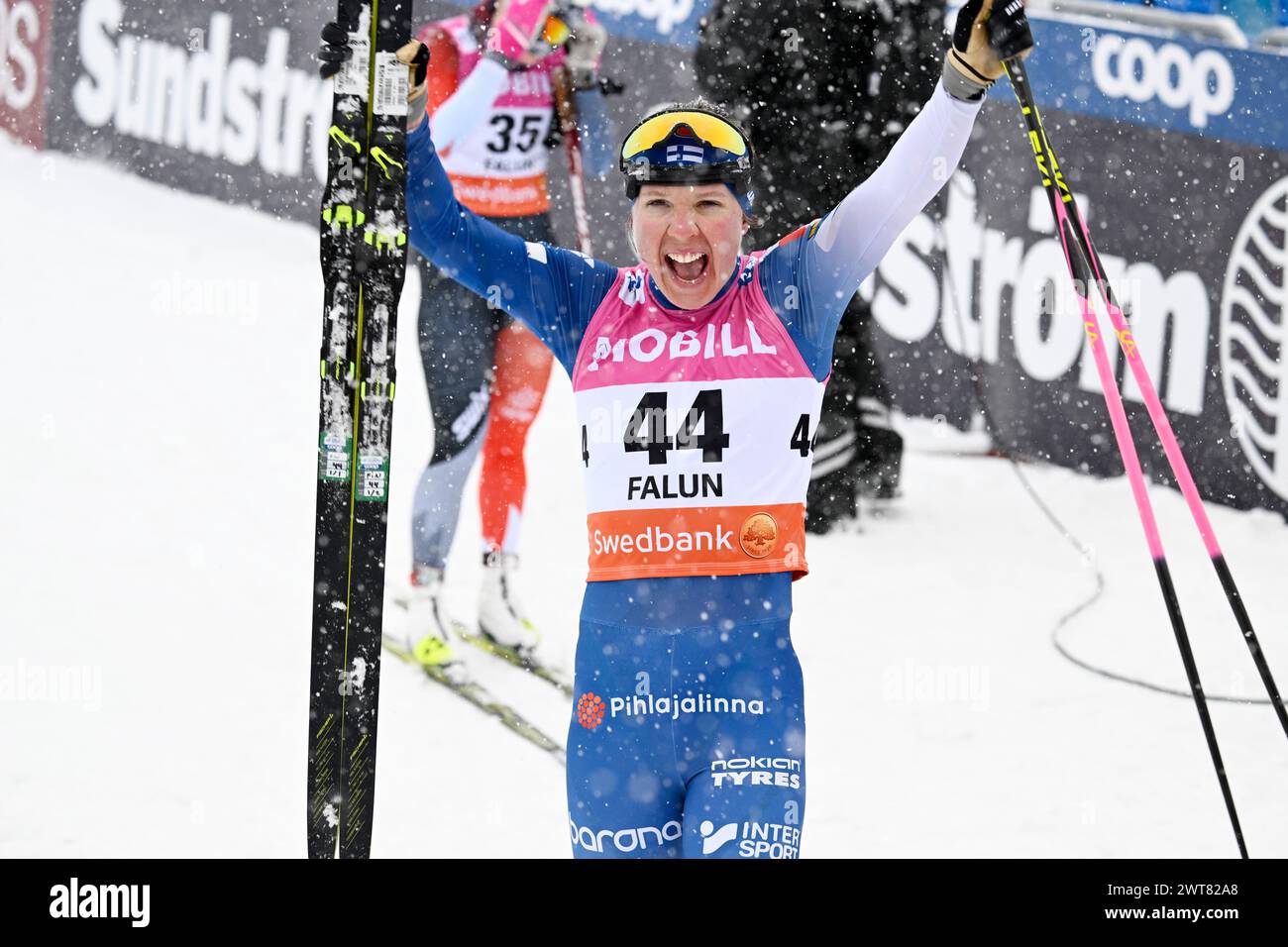 Falun, Sweden. 16th Mar, 2024. Kerttu Niskanen, Finland, won the Women ...