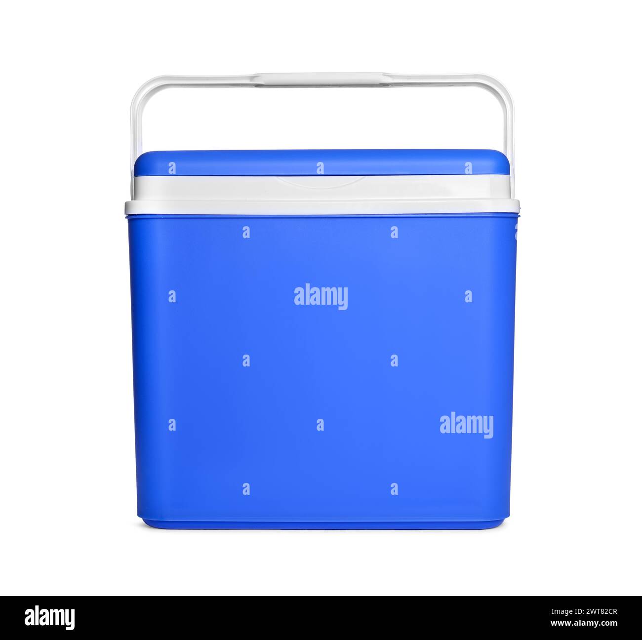 Blue plastic cool box isolated on white Stock Photo - Alamy