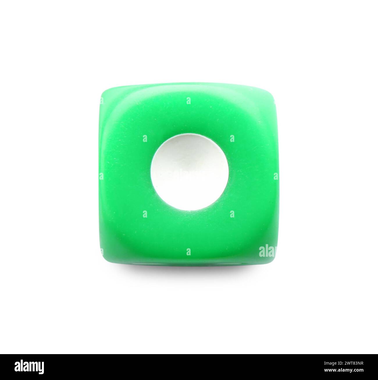 One green game dice isolated on white, top view Stock Photo - Alamy