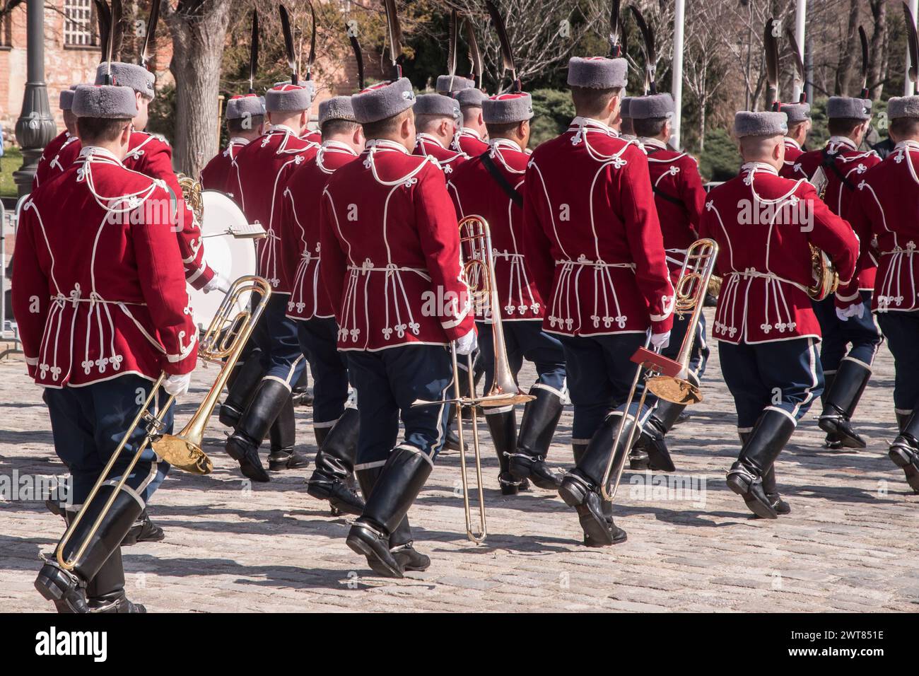 Army brass band in formation during parade ceremony Stock Photo - Alamy