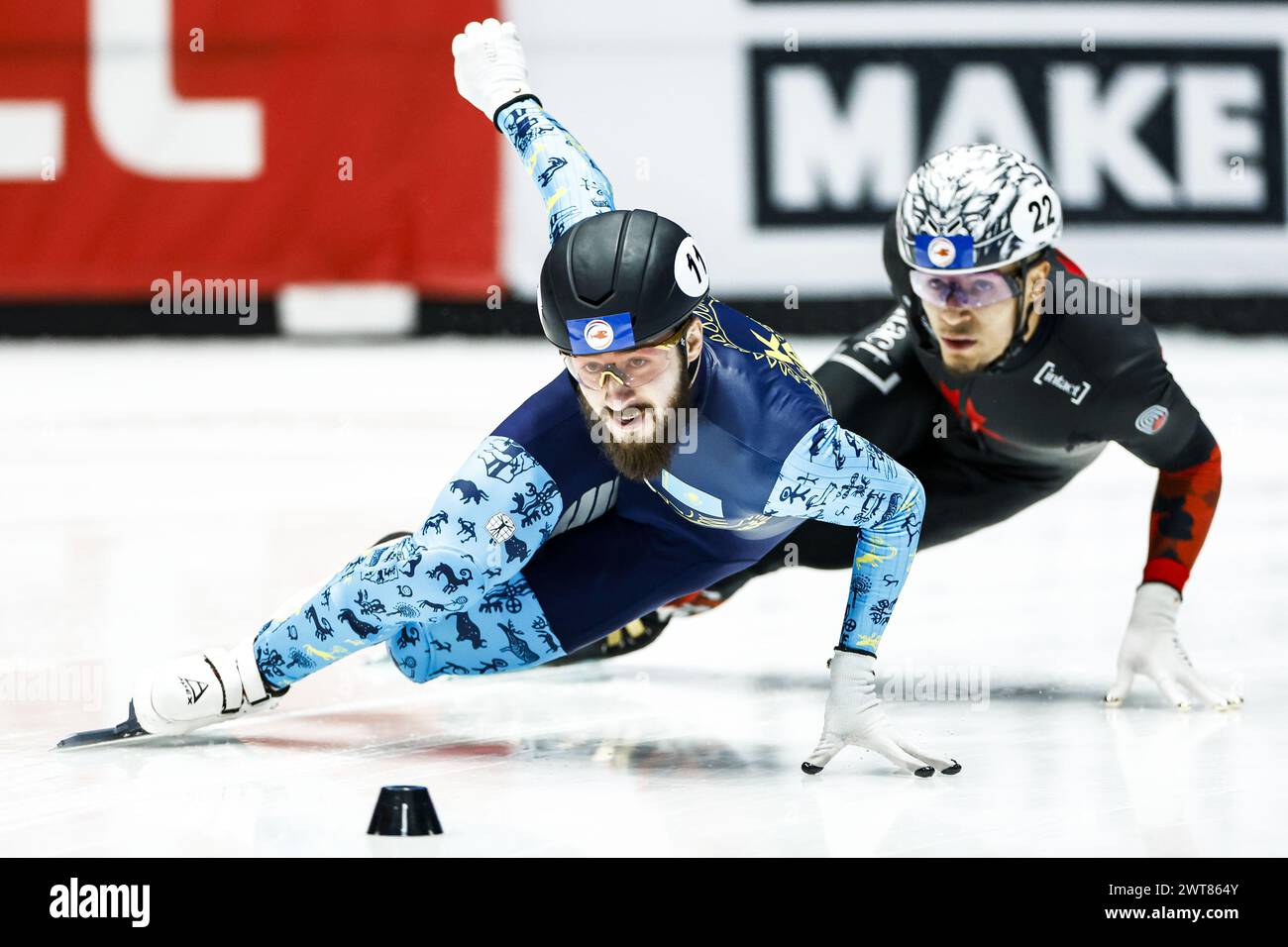 ROTTERDAM - (l-r) Denis Nikisha (KAZ), Jordan Pierre-Gilles (CAN ...
