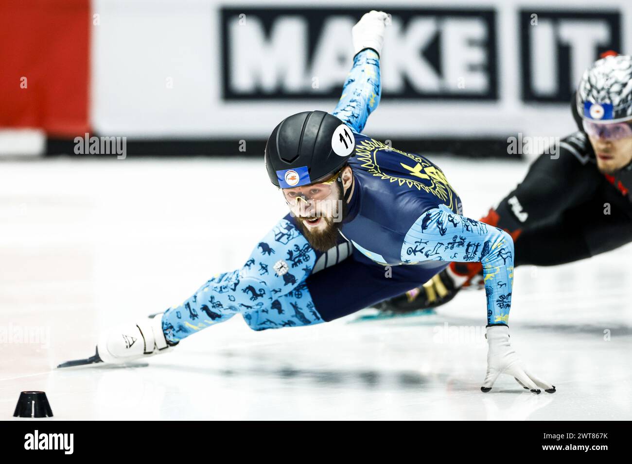 ROTTERDAM - Denis Nikisha (KAZ) during the 500 meters men's quarter ...