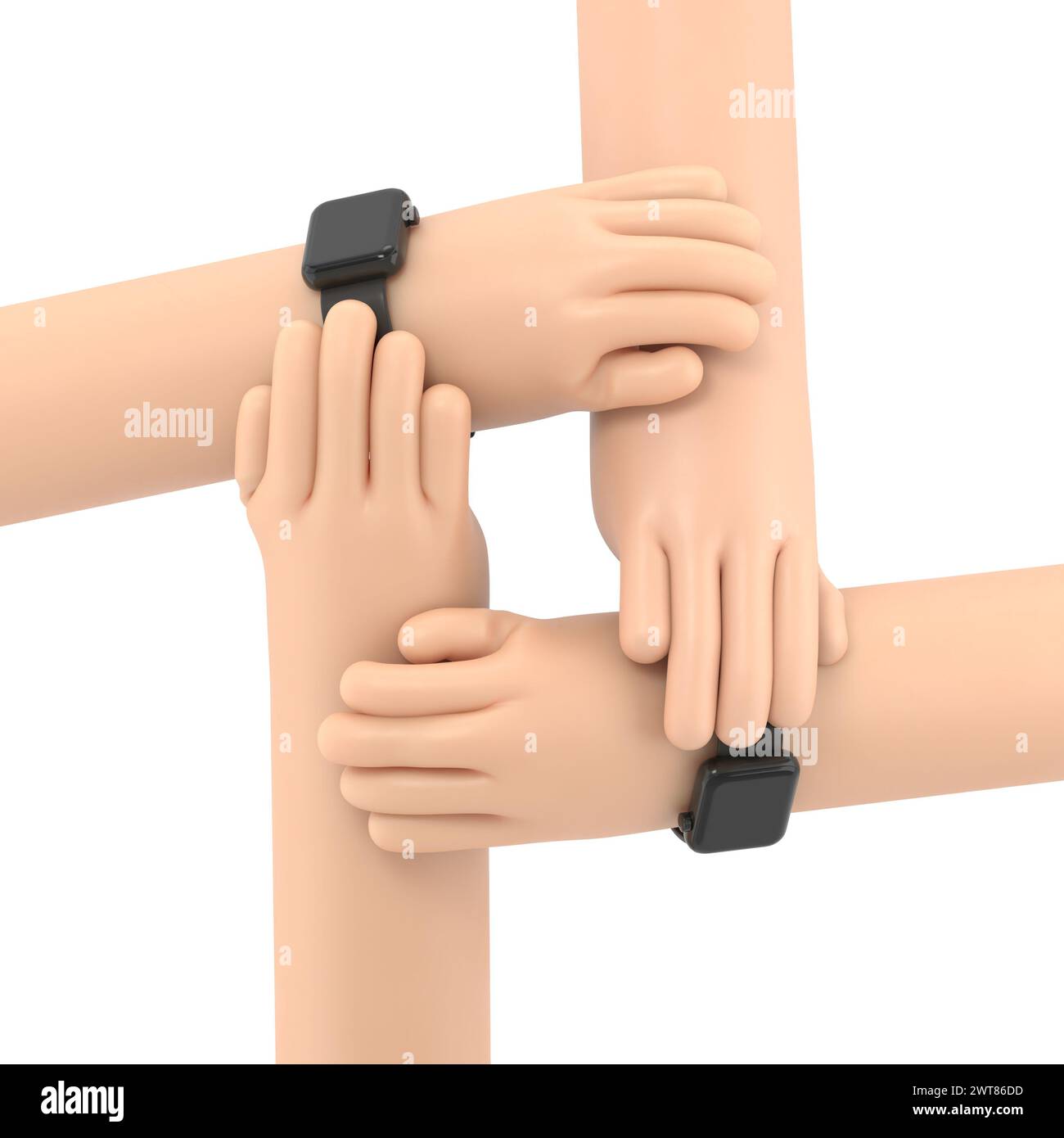 Cartoon Gesture Icon Mockup.Four diverse men holding each others wrists ... Cartoon Gesture Icon Mockup.Four diverse men holding each others wrists ...