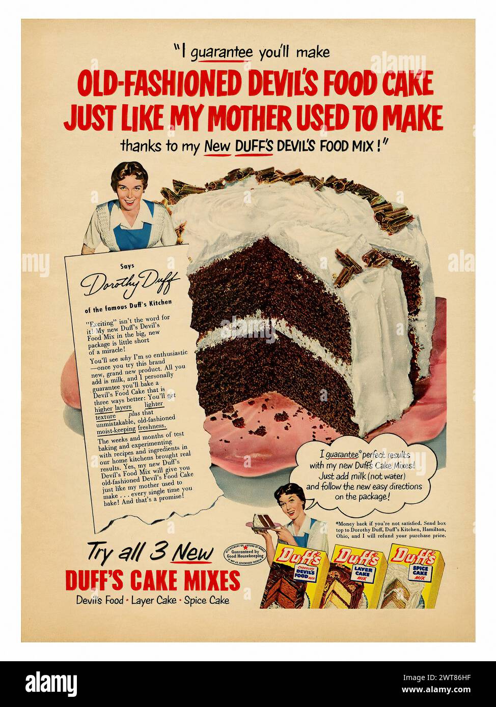 Duff's Cake Mixes - Vintage american magazine press advertising Stock ...