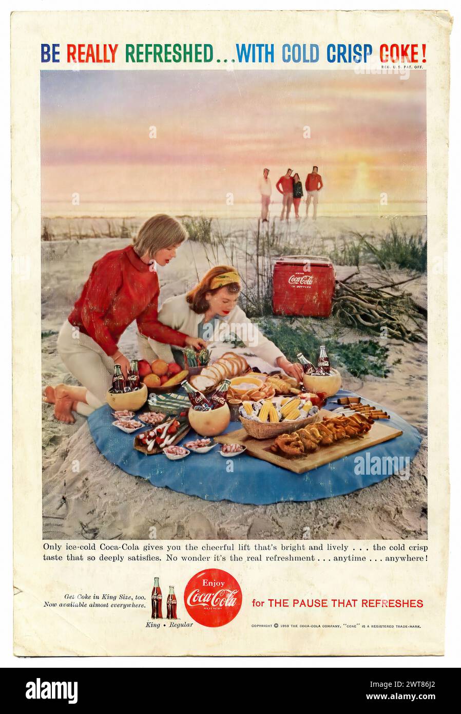 Cold Crisp Coke! - Vintage american magazine press advertising Stock ...