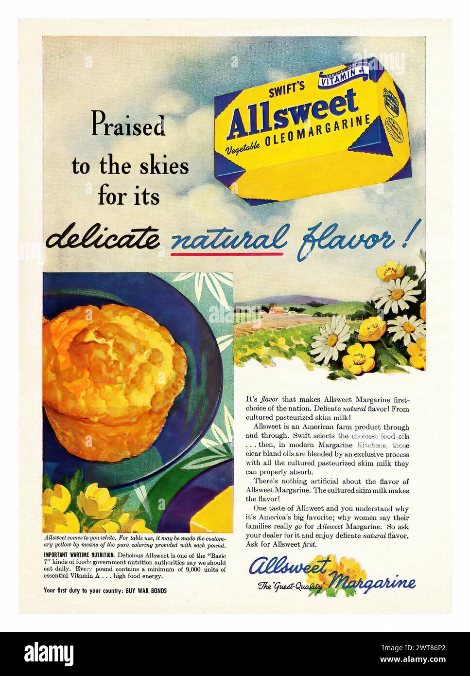 Allsweet Margarine - Vintage american magazine press advertising Stock ...