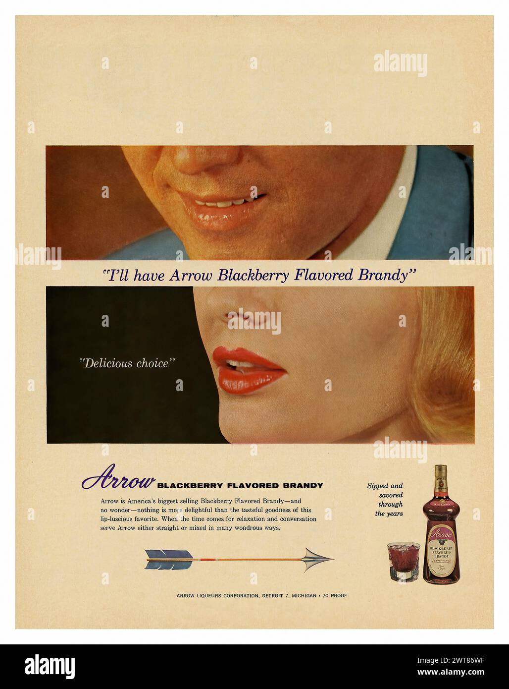 Arrow Blackberry Flavored Brandy (1963) - Vintage american magazine ...