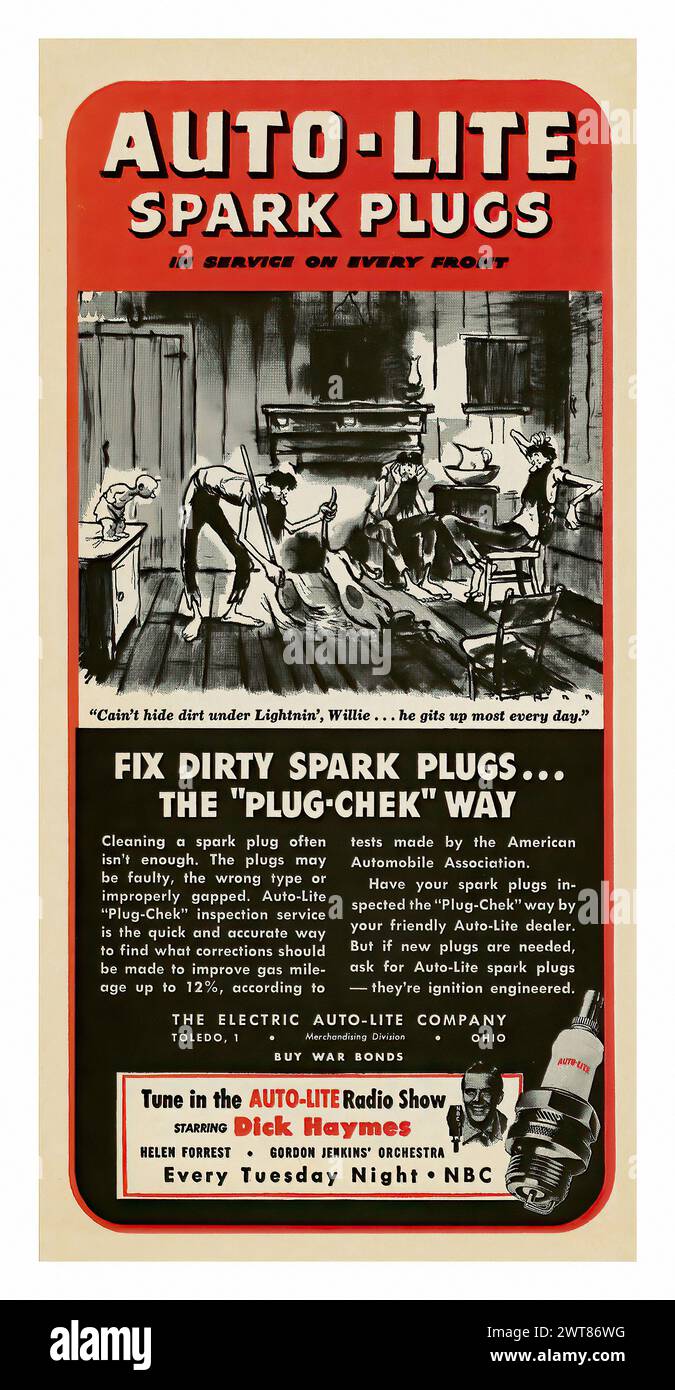 Auto-Lite Spark Plugs (1945) - Vintage american magazine press ...