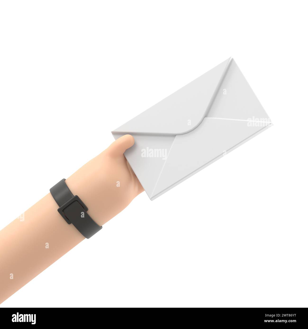 Envelope holding in the hand. Email message concept, sending. Postman ...