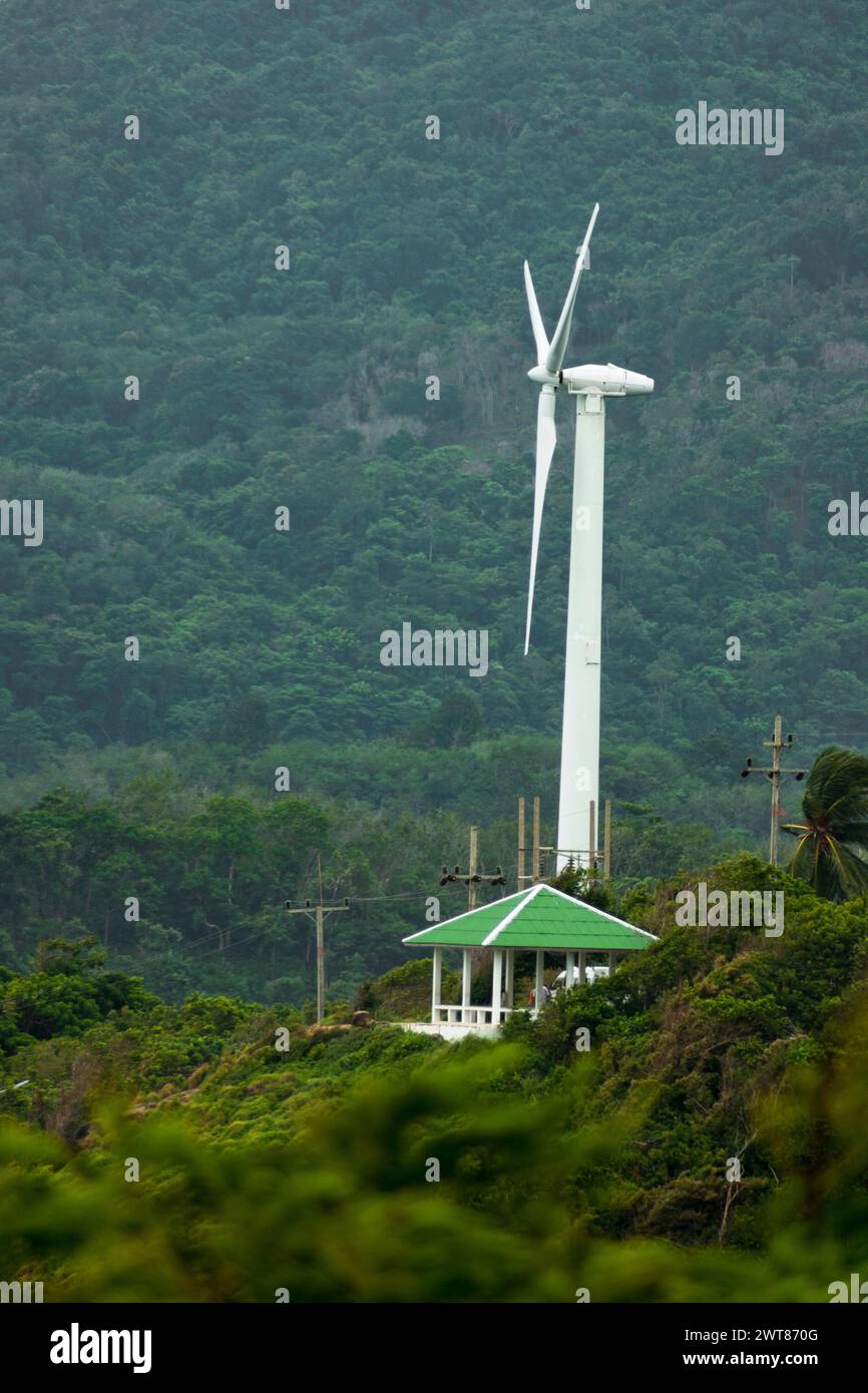 Wind turbine on a hill of Phuket Island in Thailand Stock Photo - Alamy