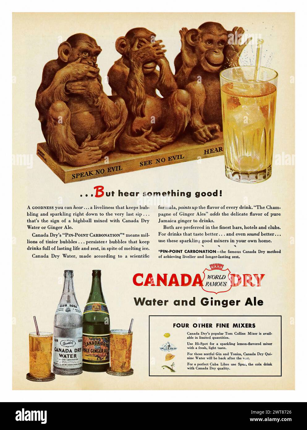 Canada Dry (1945) - Vintage american magazine press advertising Stock ...