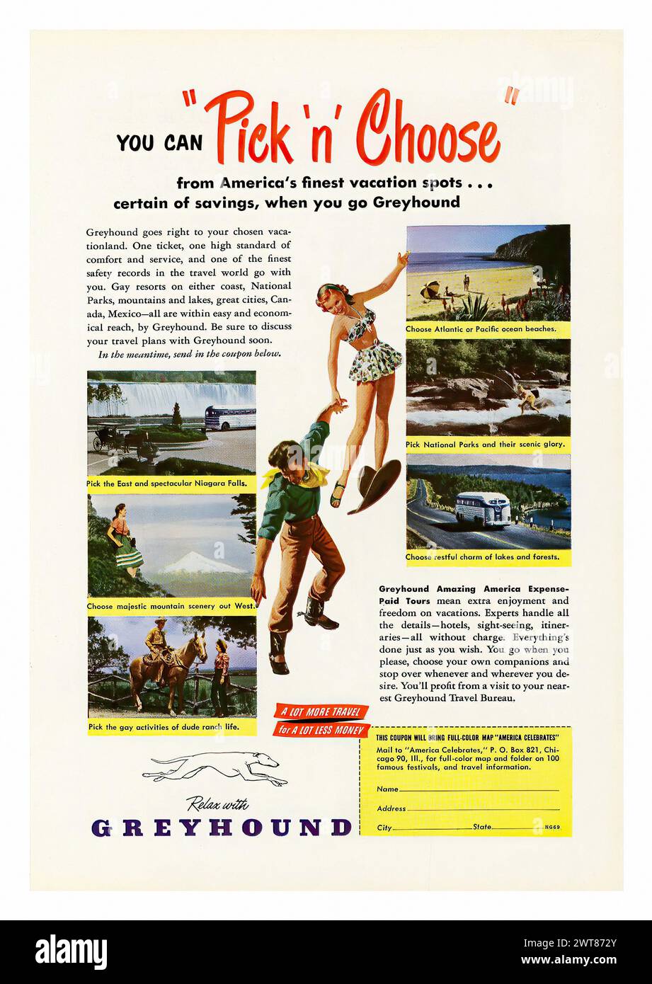 Greyhound (1949) - Vintage american magazine press advertising Stock ...