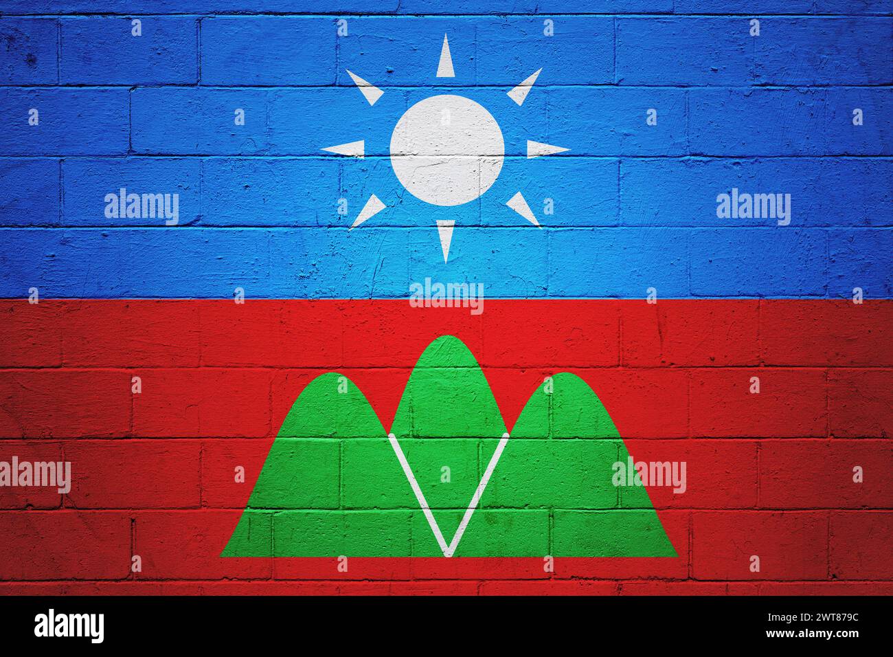 Flag of the Wa State (Myanmar) painted on a cinder block wall Stock ...